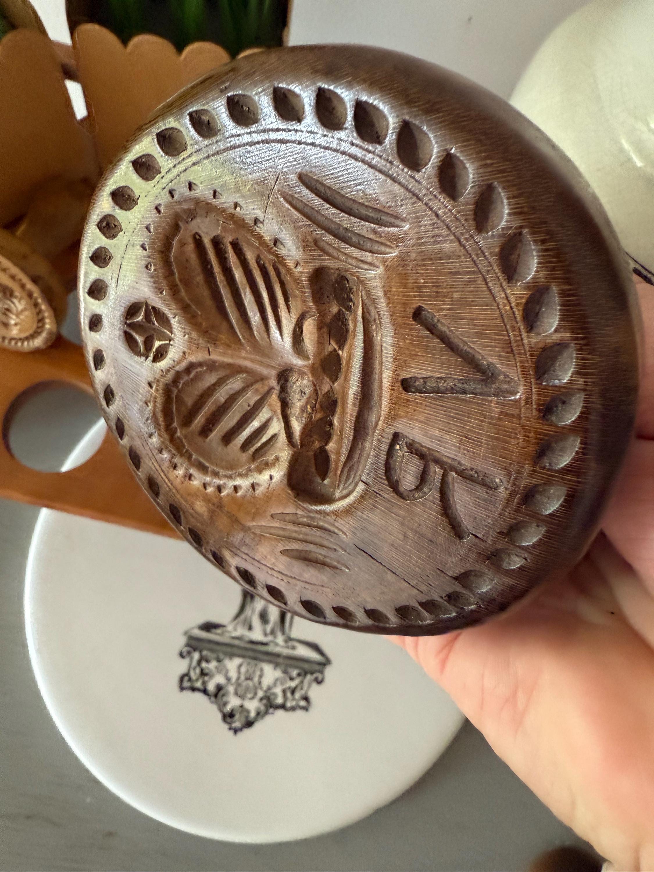 Very Rare Antique Victorian Coronation Wooden Treen Butter Stamp ...