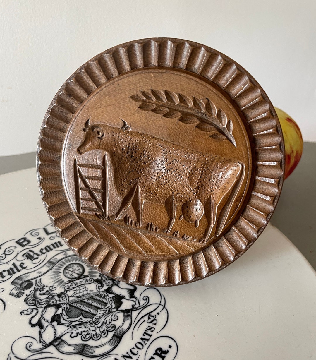 Ex Large Antique Treen Dairy Butter Stamp Cow Shape Butter Mould ...