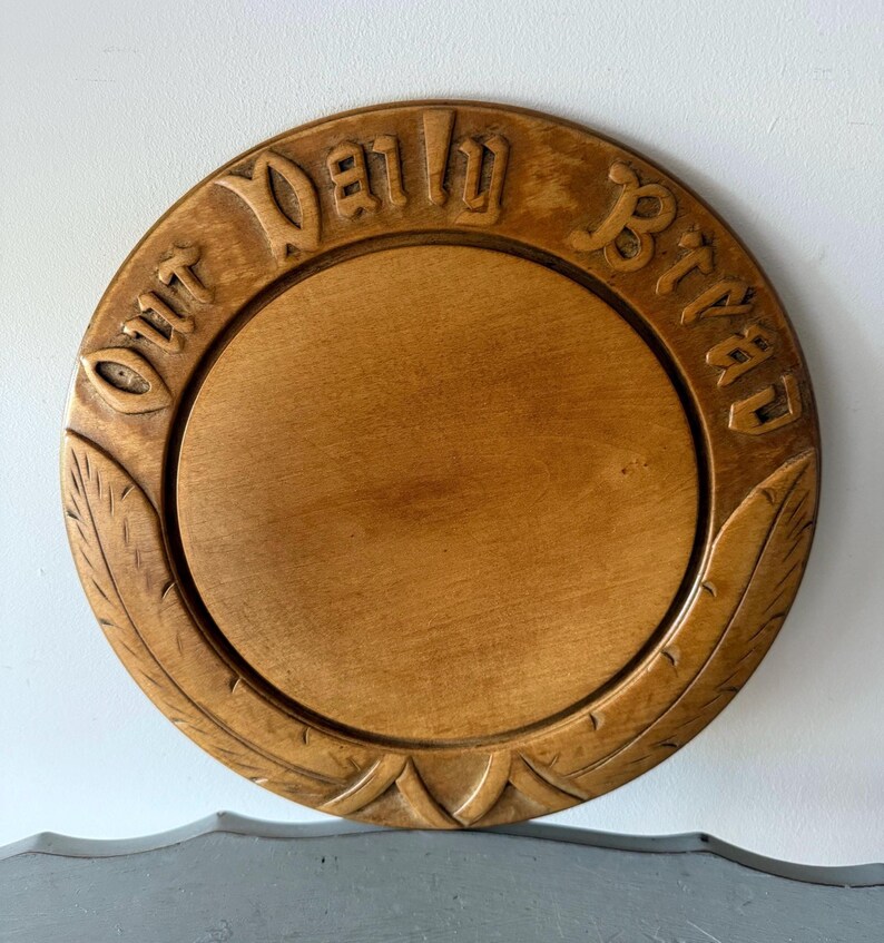 Antique Carved Treen Wooden Breadboard - "our Daily Bread" - Bread ...