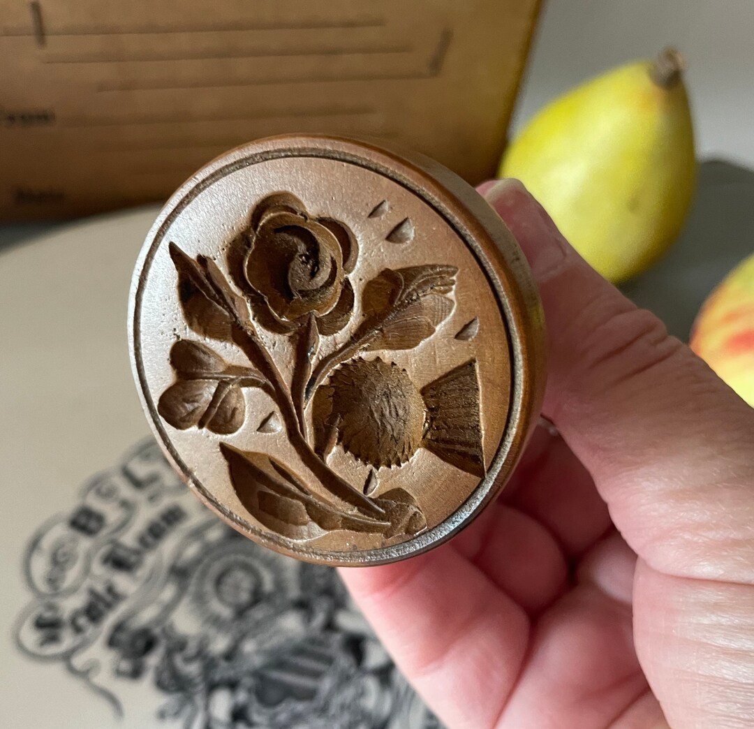 Antique Treen Dairy Butter Stamp Rose, Thistle, Shamrock and Leek ...