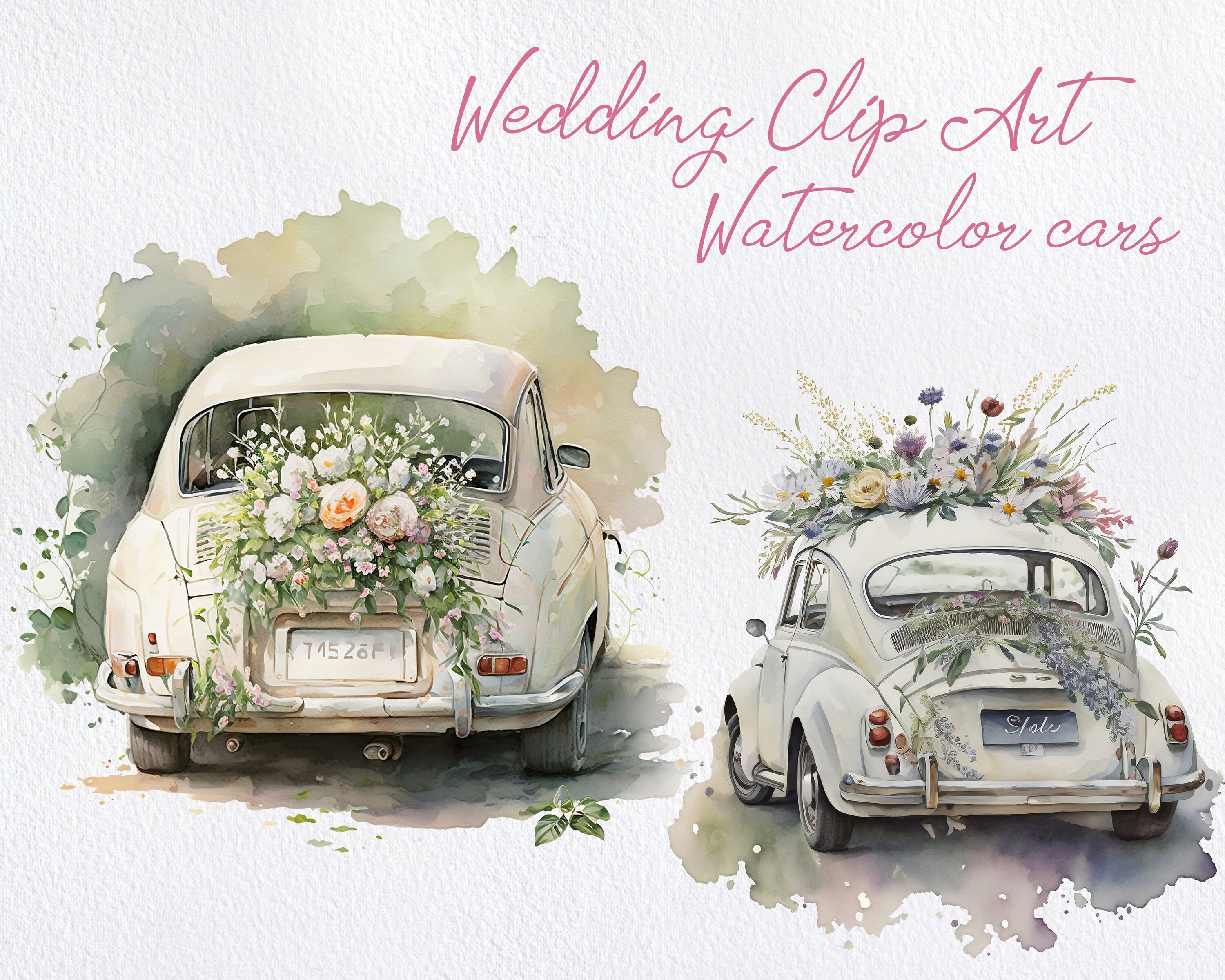 Vintage Wedding Clip Art Cars