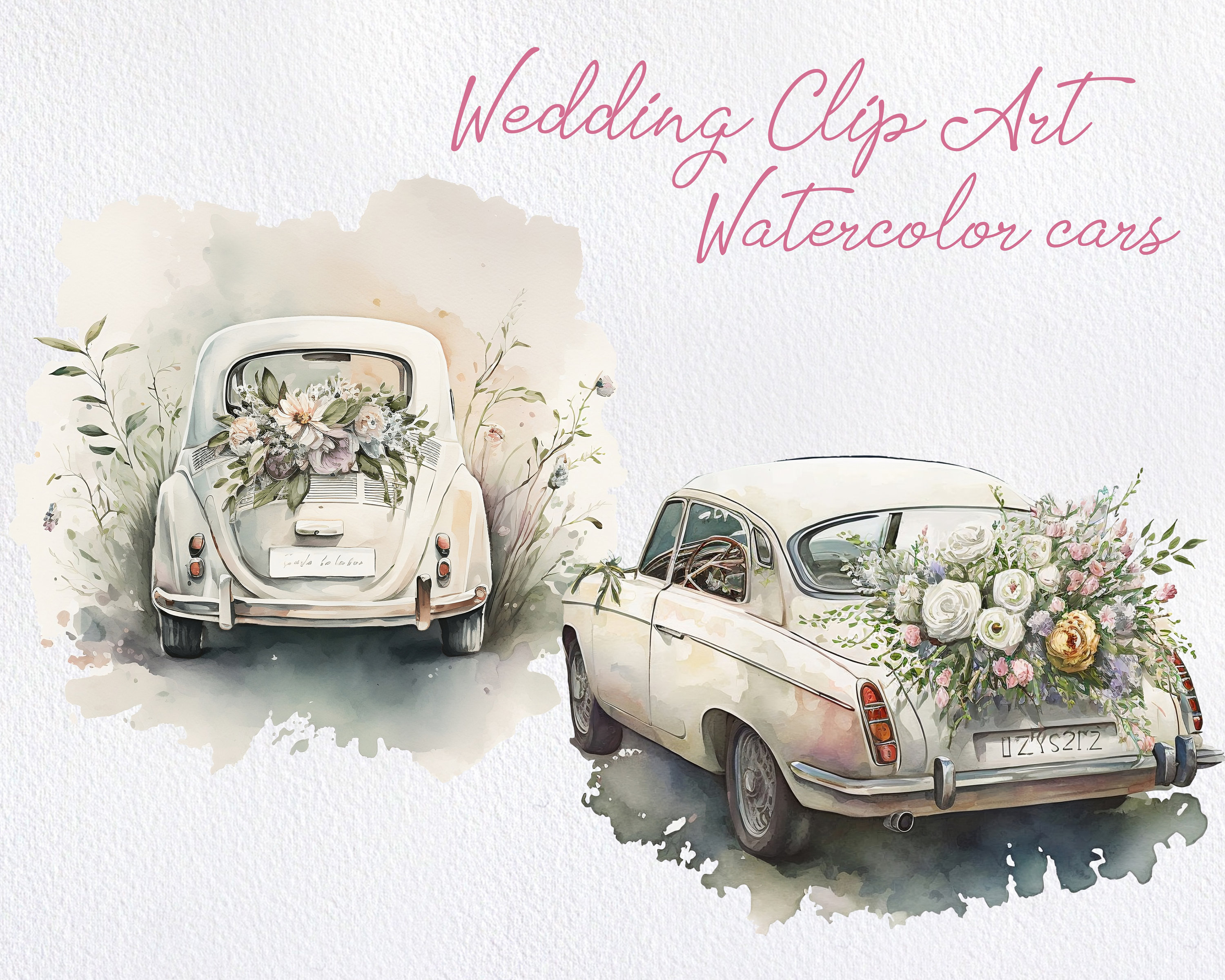 Vintage Wedding Clip Art Cars