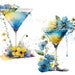 Watercolor Party Clipart, Watercolor Champagne Glass With Blue Flowers ...