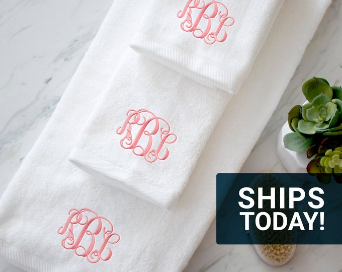 Monogrammed Bath Towel Sets, Personalized Monogram Washcloth Towel Sets ...