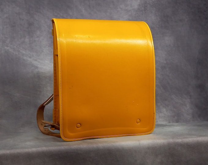 1950s Old Yellow Japanese School Backpack, Tight Stitch Randoseru ...