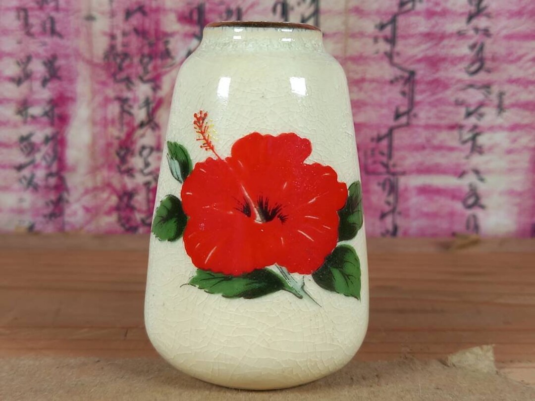 Japanese Red Flower Vase 6.9cm Tall - Etsy