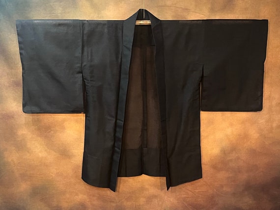 Japanese Haori Kimono, Seethrough Black Kimono Robe,… - Gem