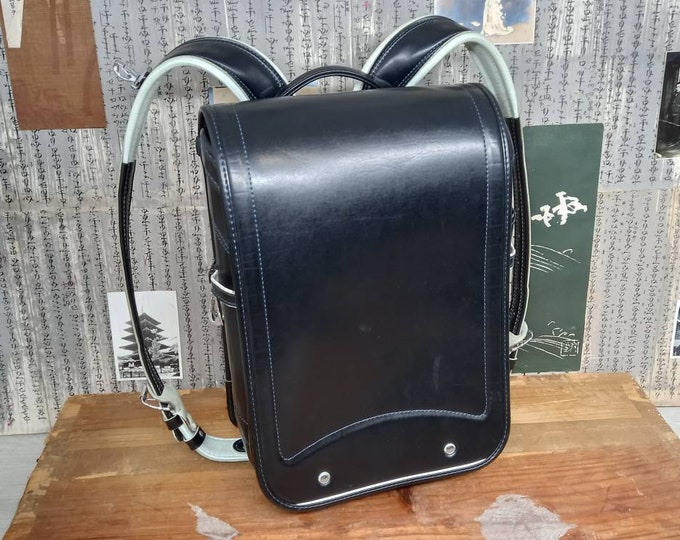 Randoseru Backpack Black With Blue Stitch, Japanese Tight Stitch Randoseru Backpack Imported ...