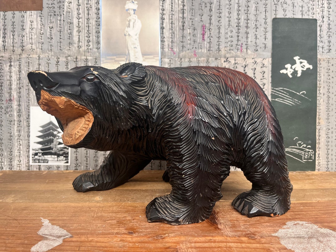 Large Beautifully Made Japanese Ainu Bear, Wooden Bear, Vintage Hand ...