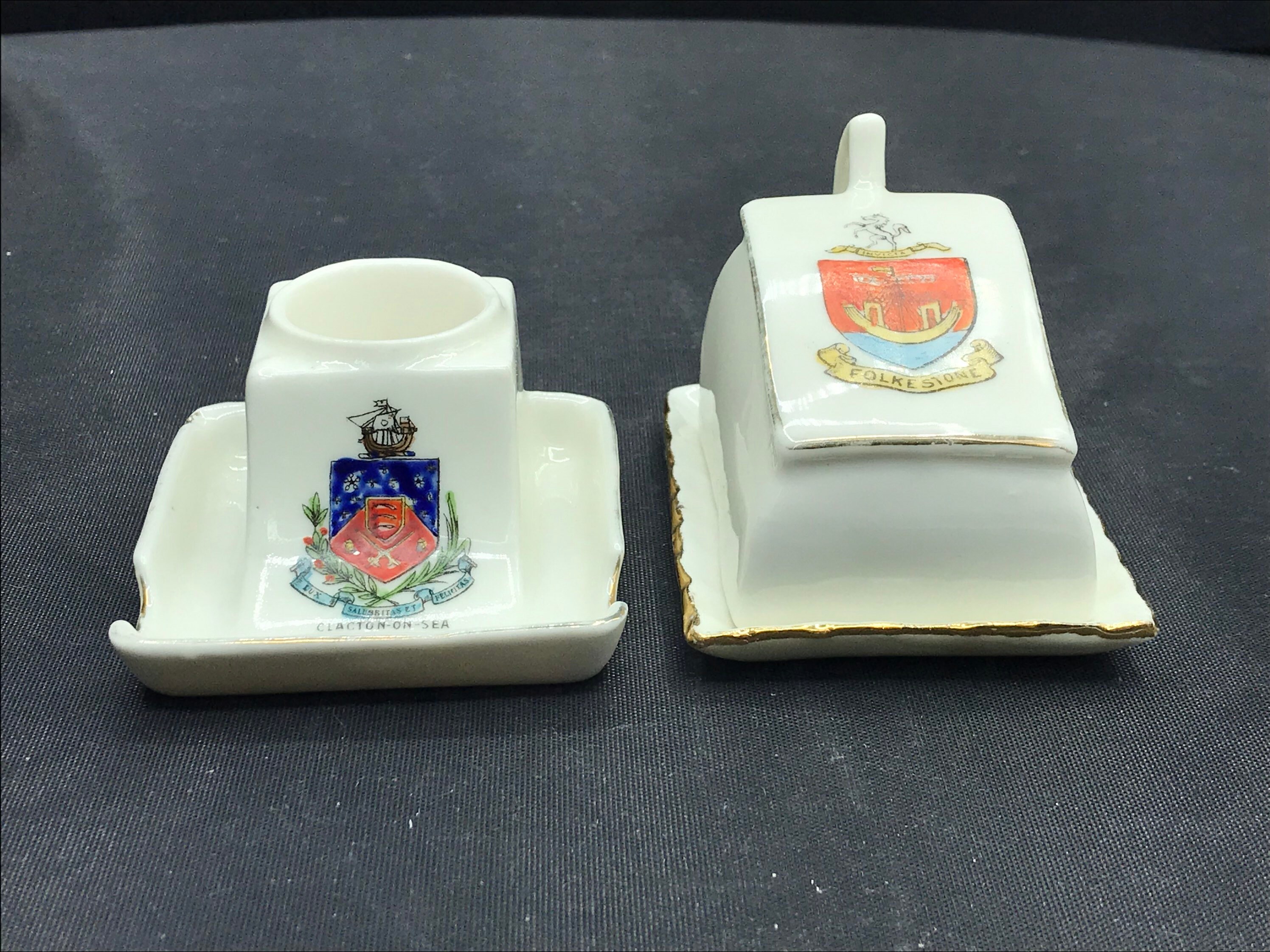 Two Crested China Ceramic Crestware Ink well Clacton on sea by | Etsy