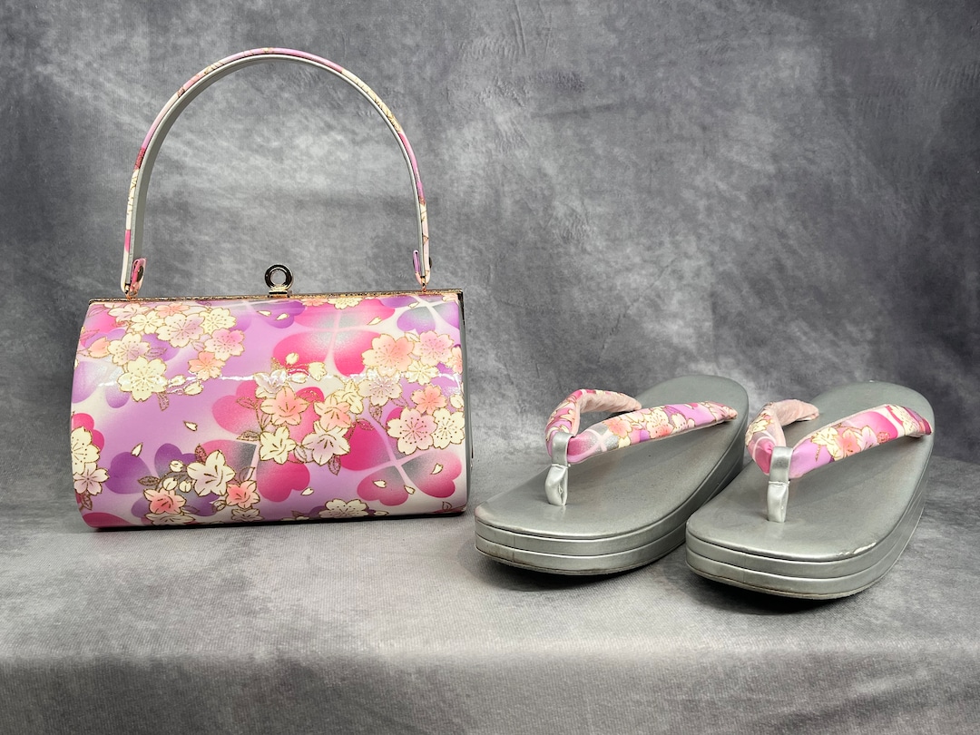 Premium Zanmai Furisode Bag With Matching Zori Sandals Set, Luxury ...