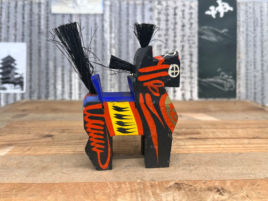 Miharu-koma Carved Wooden Horse Figure Hand Painted Japanese - Etsy
