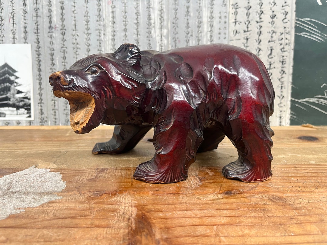 Japanese Ainu Bear Wooden Bear Vintage Hand Carved Bear - Etsy