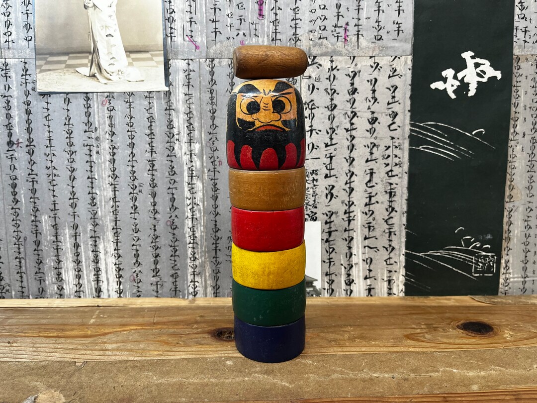 Japanese Folk Art Stacking Doll Wooden Figurine 20.5cm - Etsy