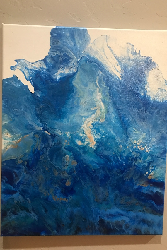 Abstract Blue Wave Painting 4 - Etsy