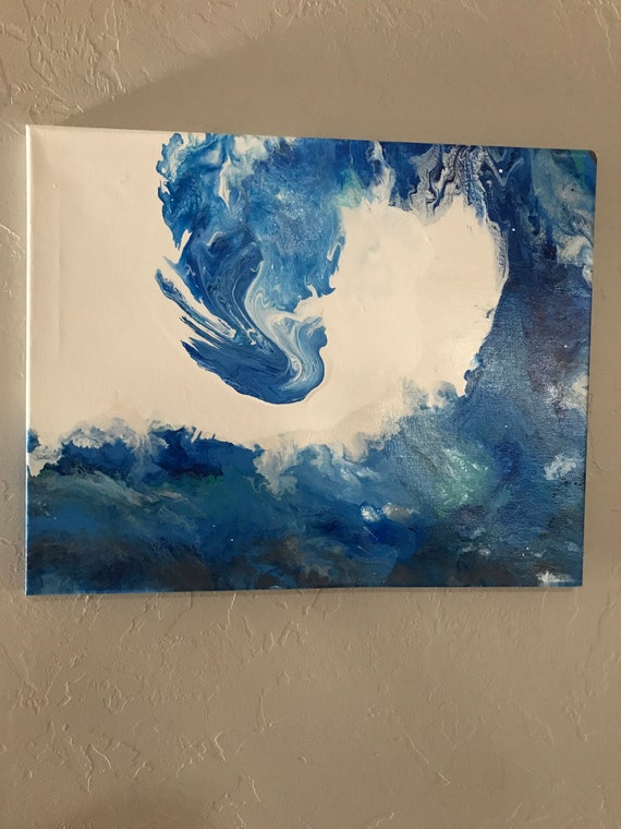 Abstract Blue Wave Painting 2 | Etsy