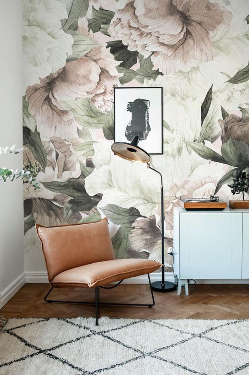 Floral Wallpaper Removable Wallpaper Peel and Stick Wallpaper - Etsy