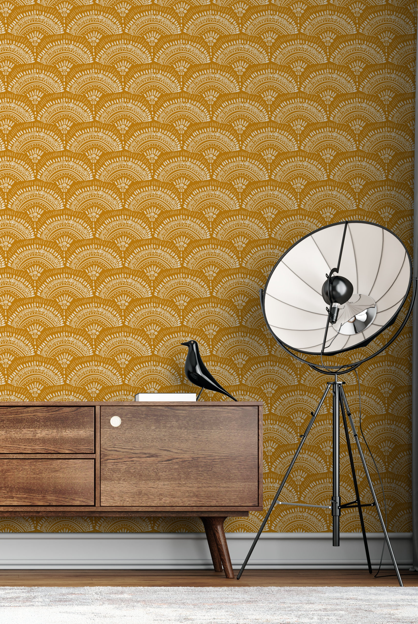 Mustard Yellow Art Deco Self Adhesive Wallpaper Removable - Etsy