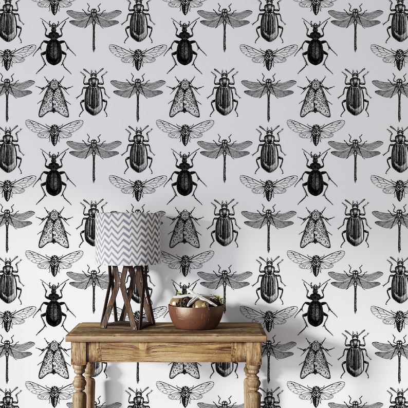 Bugs Wallpaper Bugs Black Custom Printed Removable Self - Etsy