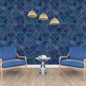 Fish Scale Wave Murals, Removable Wallpaper,peel and Stick Wall Paper ...