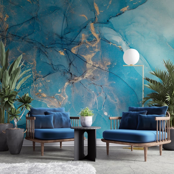 Blue Marble Wallpaper - Etsy