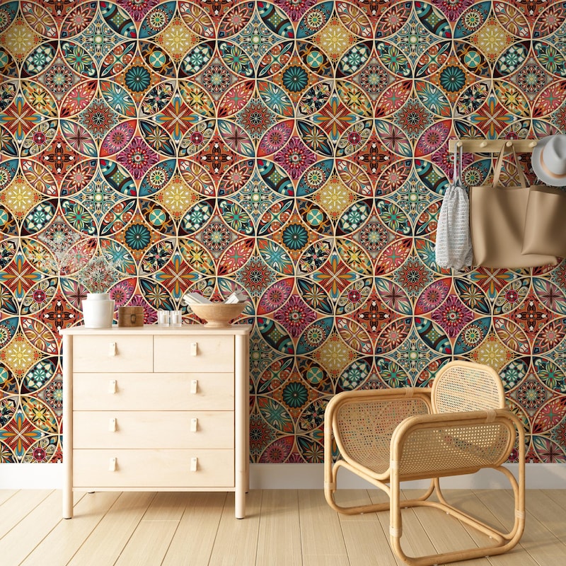 Moroccan Wallpaper Red - Etsy UK