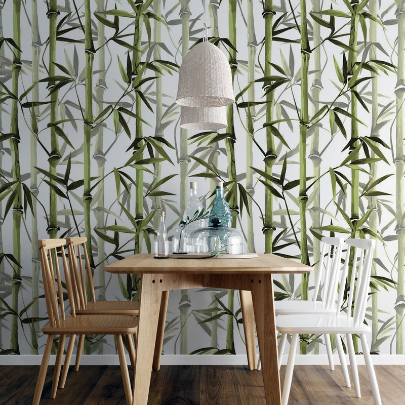 Bamboo Leaf Wallpaper - Etsy UK