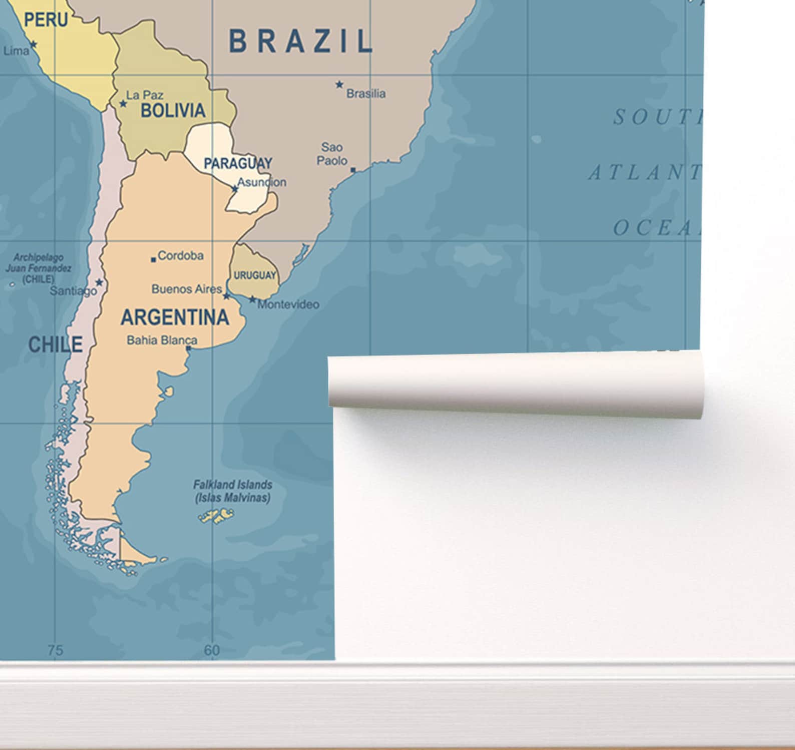 Giant World Map Wall Mural Removable Wallpaper Map of the - Etsy