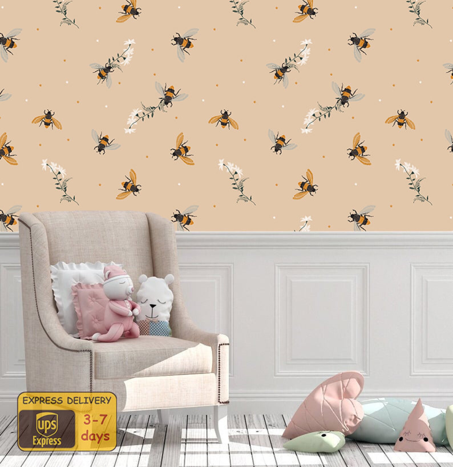 Bee Wallpaper, Peel and Stick Wallpaper, Self Adhesive Wallpaper ...