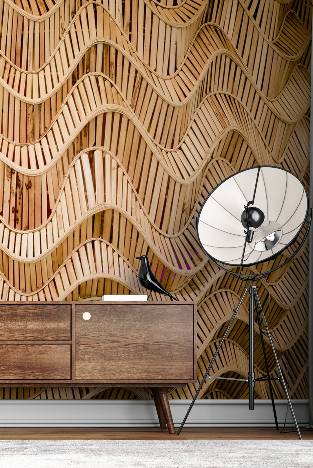 Rattan Wallpaper-bohemian Wallpaper-boho Chic Wallpaper-wood - Etsy