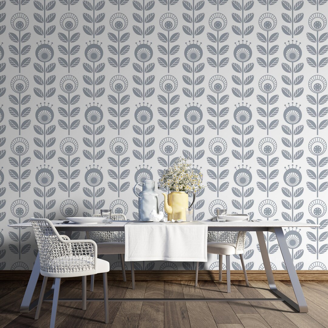 Scandinavian Flowers Floral Wallpaper - Peel & Stick Wallpaper ...
