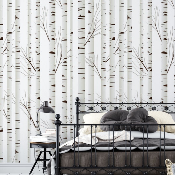 Birch Tree Wallpaper - Etsy