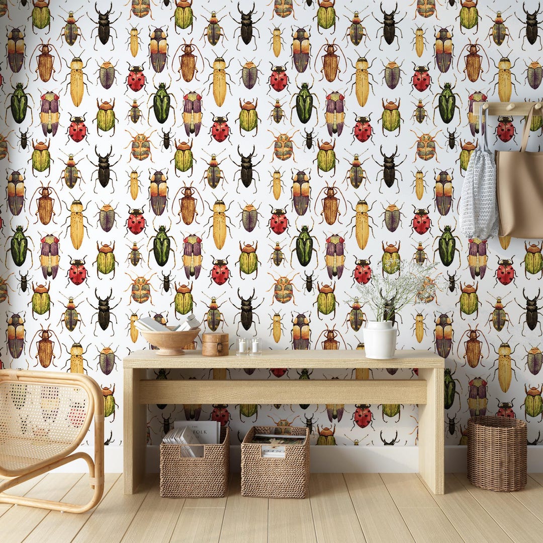 Insects Wallpaper, Beetle Wallpaper, Boys Room - Peel and Stick ...