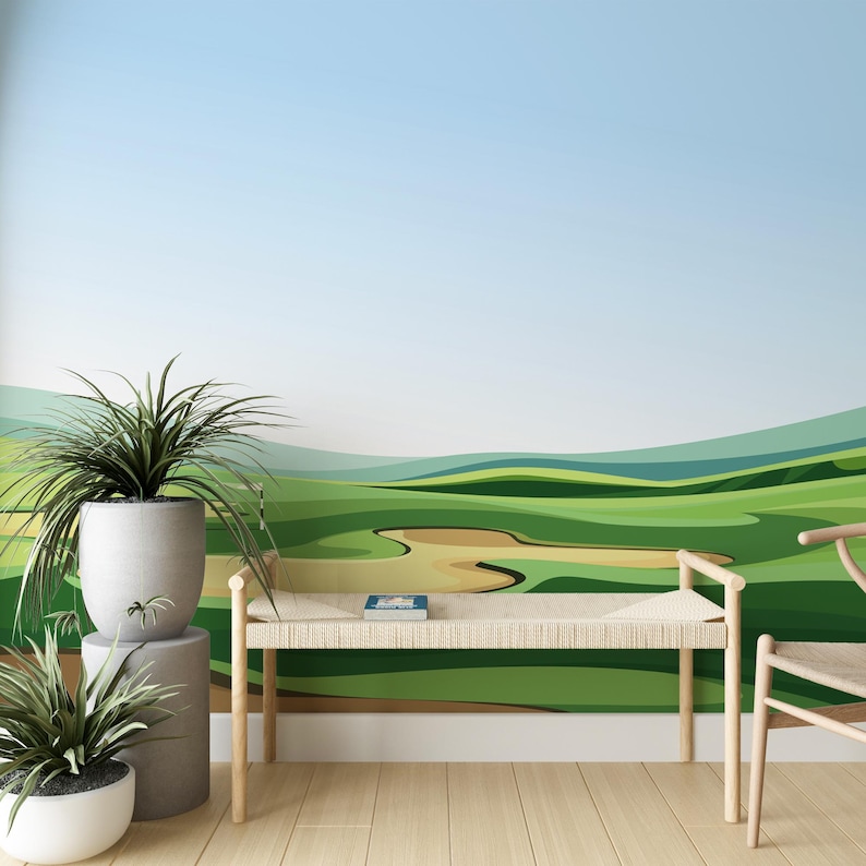 Golf Course Wallpaper Mural, Golf Course Mural, Wallpaper for Gold Fun ...