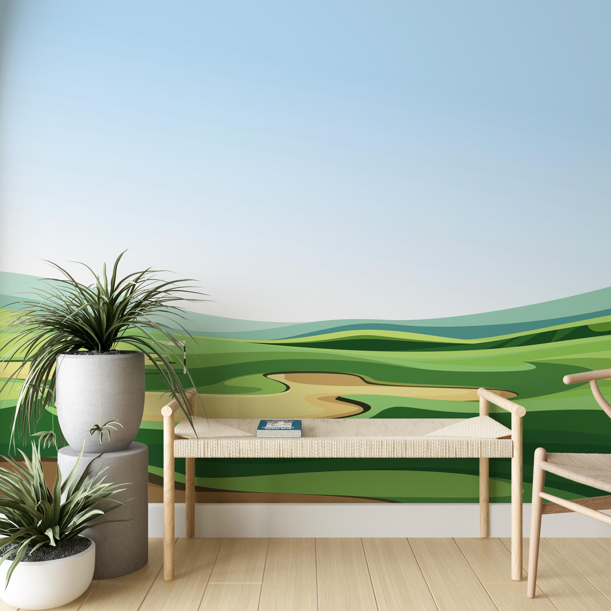 Golf Course Wallpaper Mural, Golf Course Mural, Wallpaper for Gold Fun ...