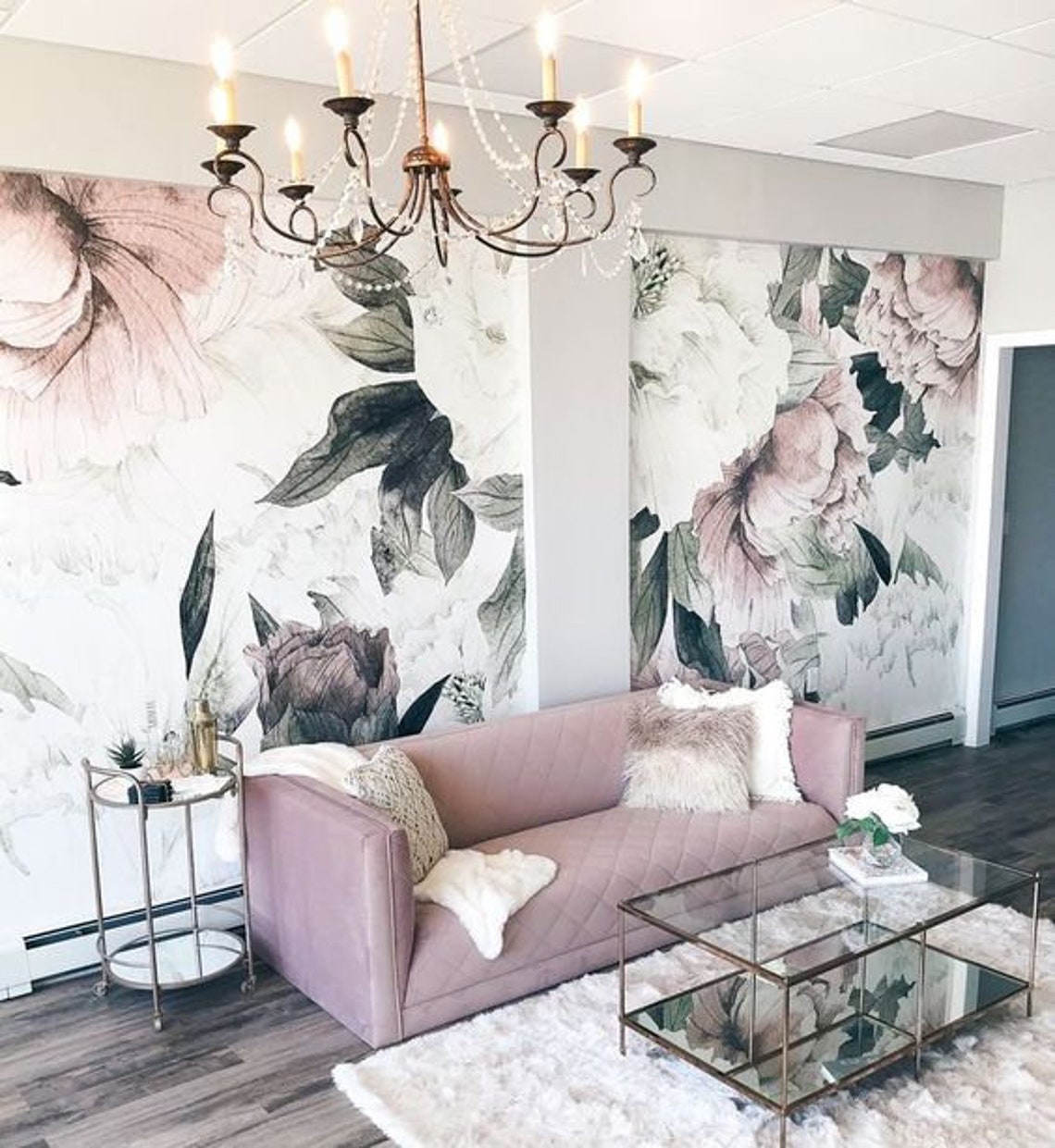 Floral Wallpaper Removable Wallpaper Peel and Stick Wallpaper - Etsy