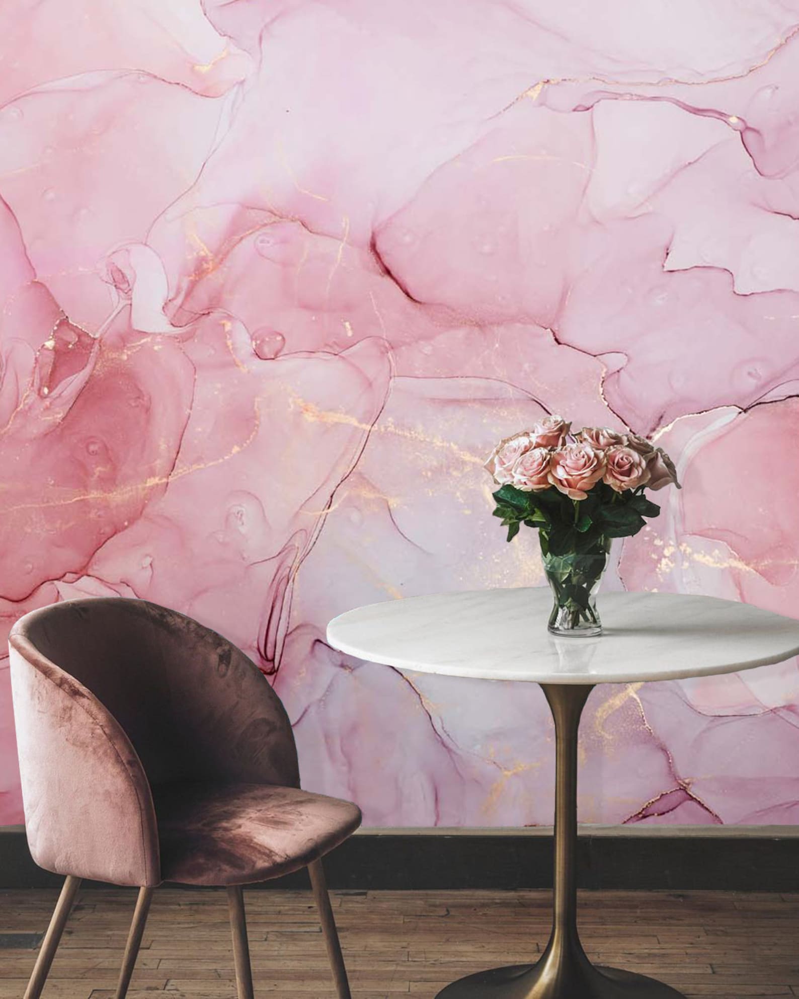 Pink Watercolor Wallpaper Peel and Stick Wallpaper Self - Etsy