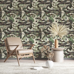 Modern Snake Wallpaper, Peel&stick and Traditional Wallpaper, Removable ...