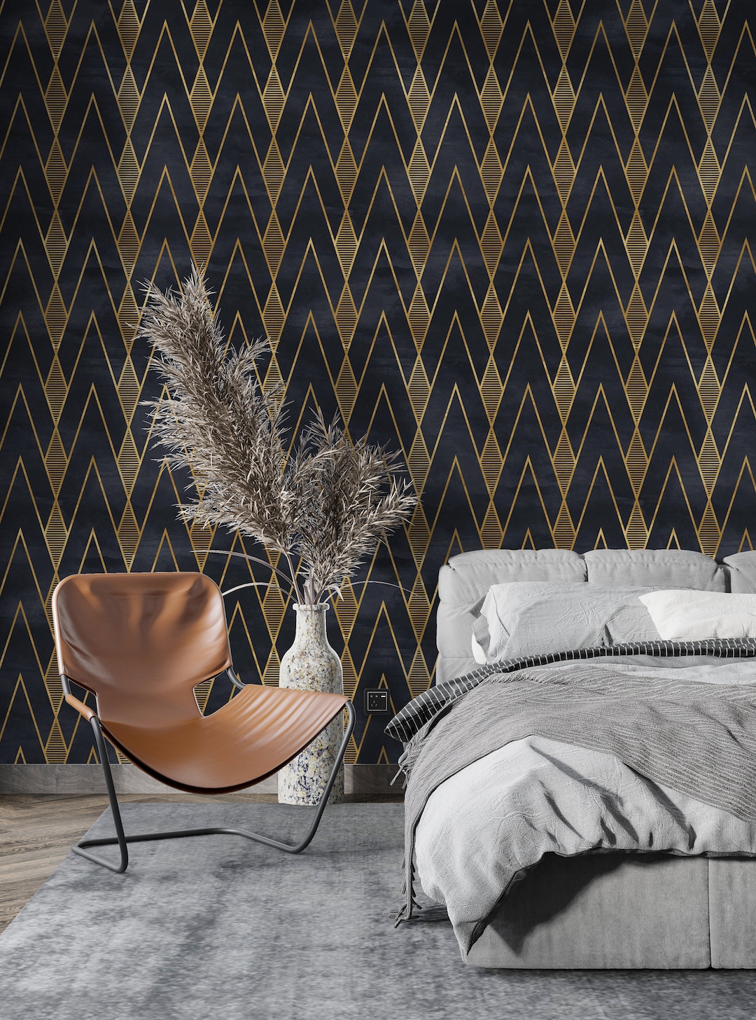 Dark Look Geometric Drawings Modern Home Office Wallpaper/peel and ...