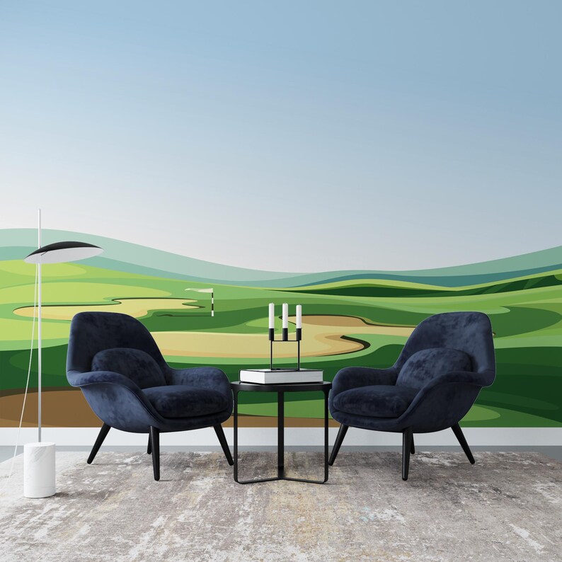 Golf Course Wallpaper Mural, Golf Course Mural, Wallpaper for Gold Fun ...