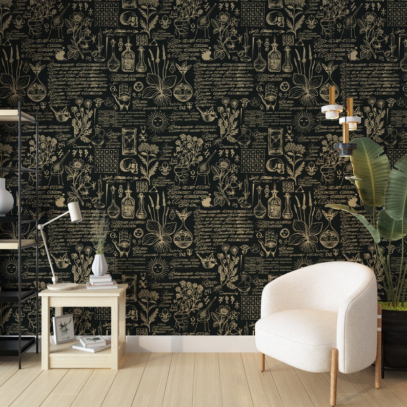Medicine and Herbal Wallpaper, Retro Style Mural,peel and Stick Vinyl ...