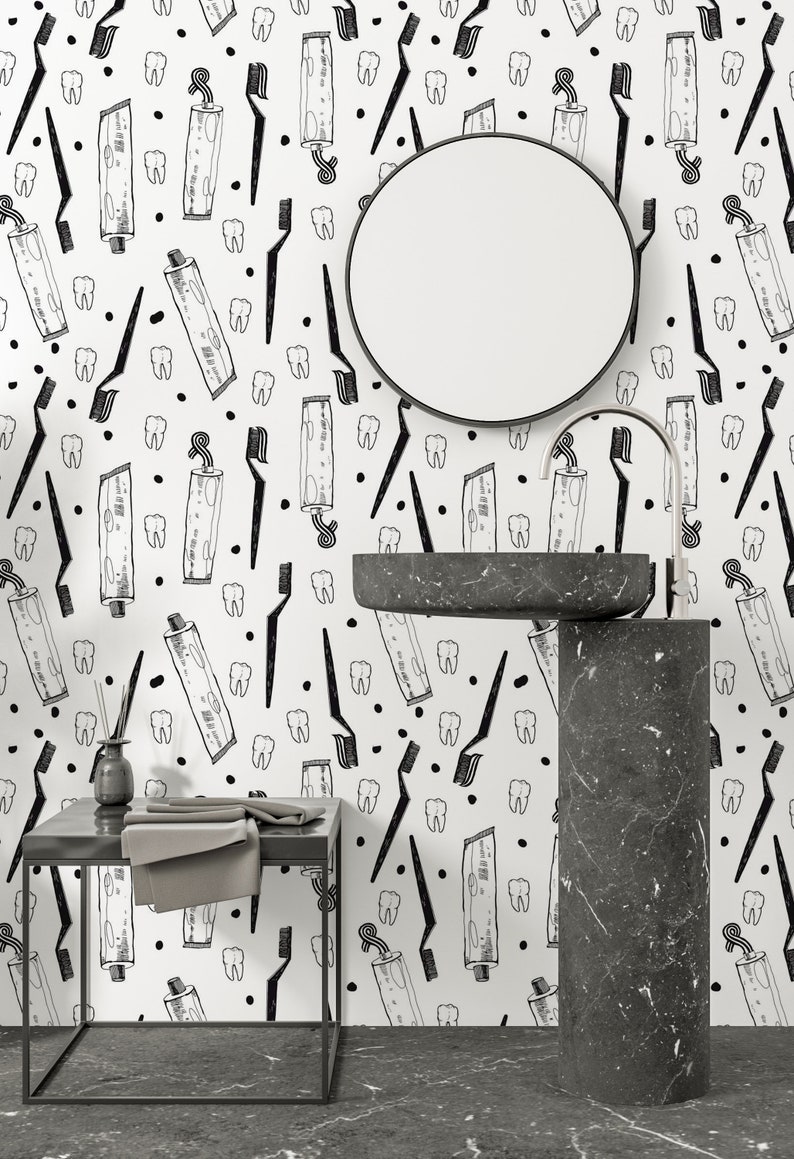 Teeth Wallpaper, Tooth Wall Cling, Dentist Wallpaper, Removable Sticker ...