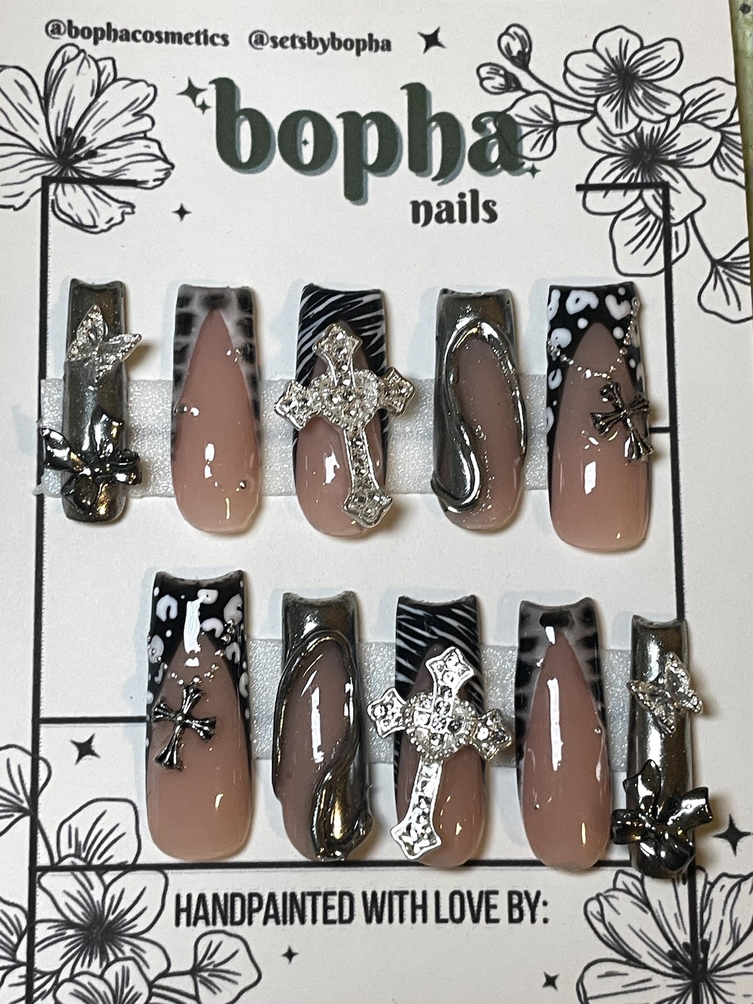 Black Silver Opium Nails, Alt Chrome Necklace Zebra Set, Leopard Zebra ...