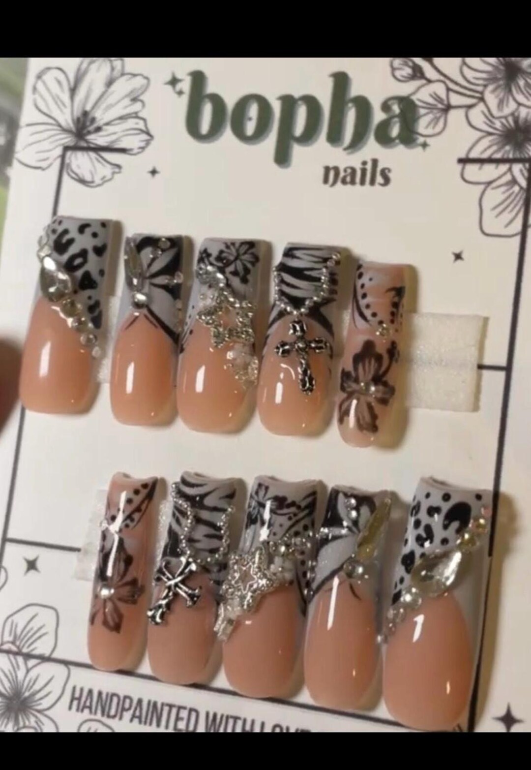 Black Silver Opium Nails, Alt Snow Leopard Tiger Set, Butterfly ...