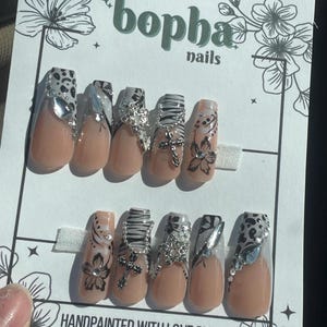Black Silver Opium Nails, Alt Snow Leopard Tiger Set, Butterfly ...