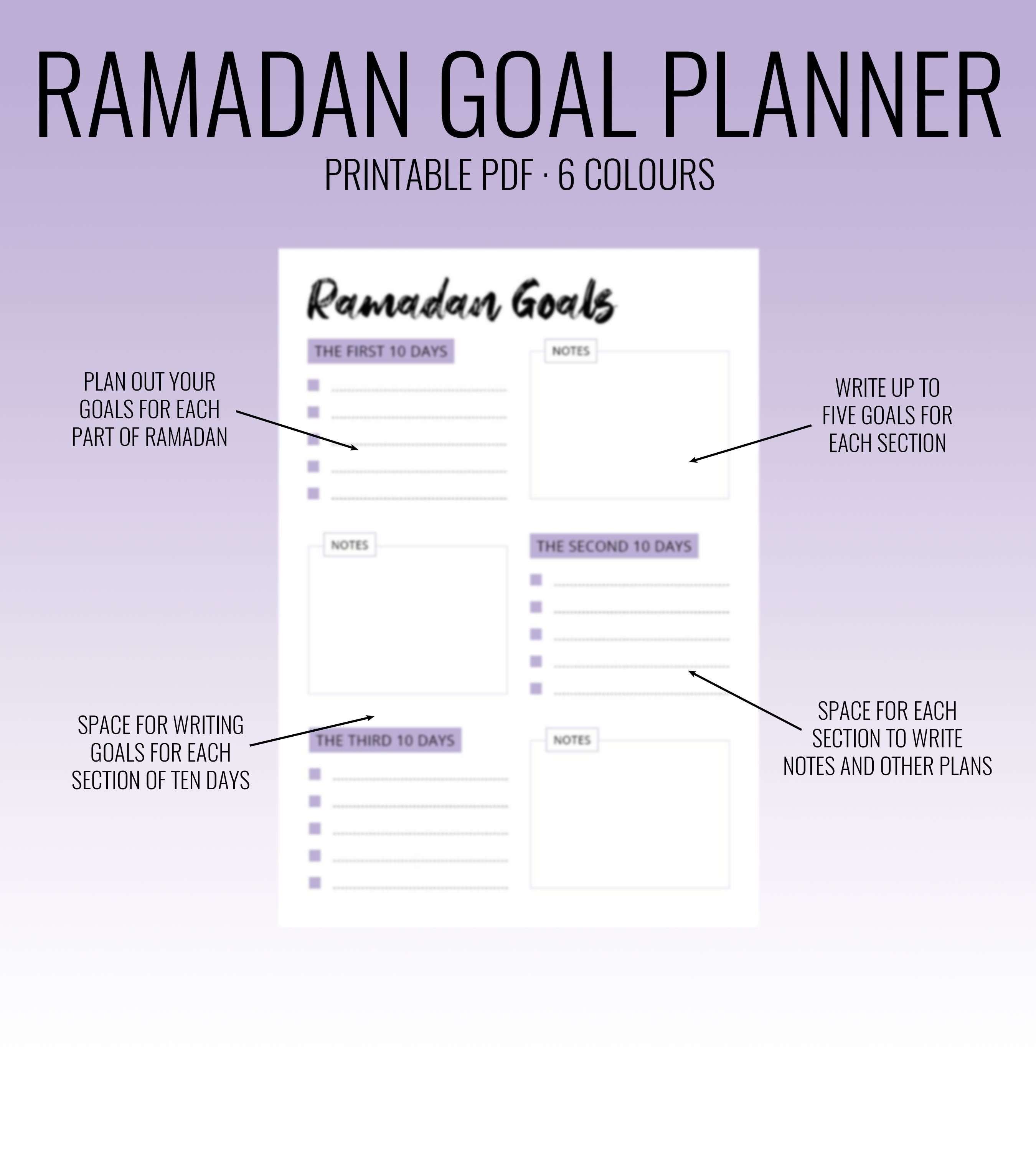 Ramadan 2024 Goal Planner Printable 6 Colors A4 Portrait Digital ...