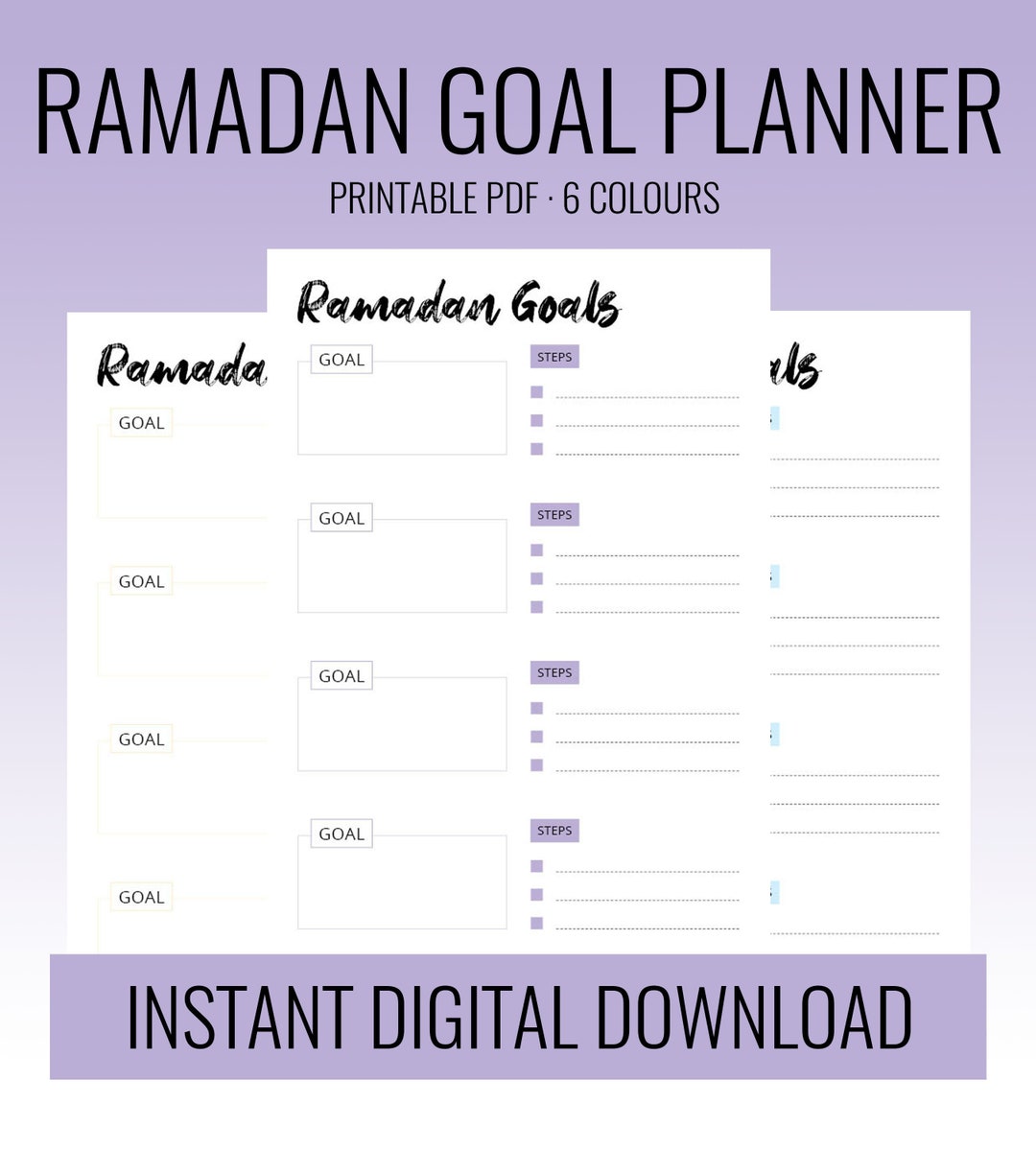 Ramadan 2025 Goal Planner Printable | 6 Colors | A4 Portrait Digital Download | Goals Planning ...