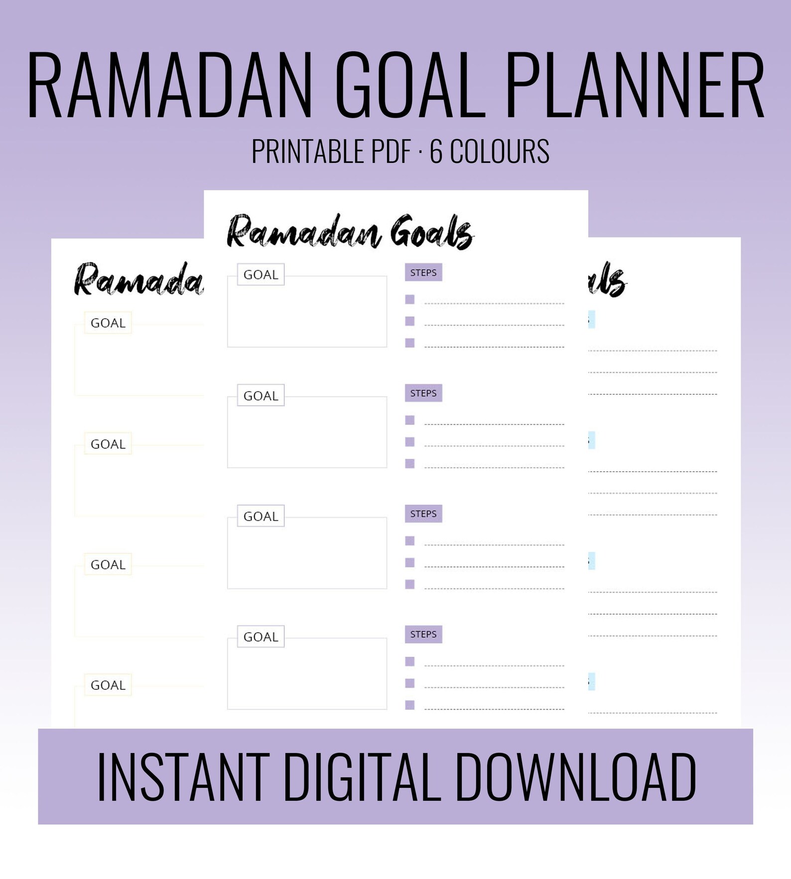 Ramadan 2025 Goal Planner Printable | 6 Colors | A4 Portrait Digital ...