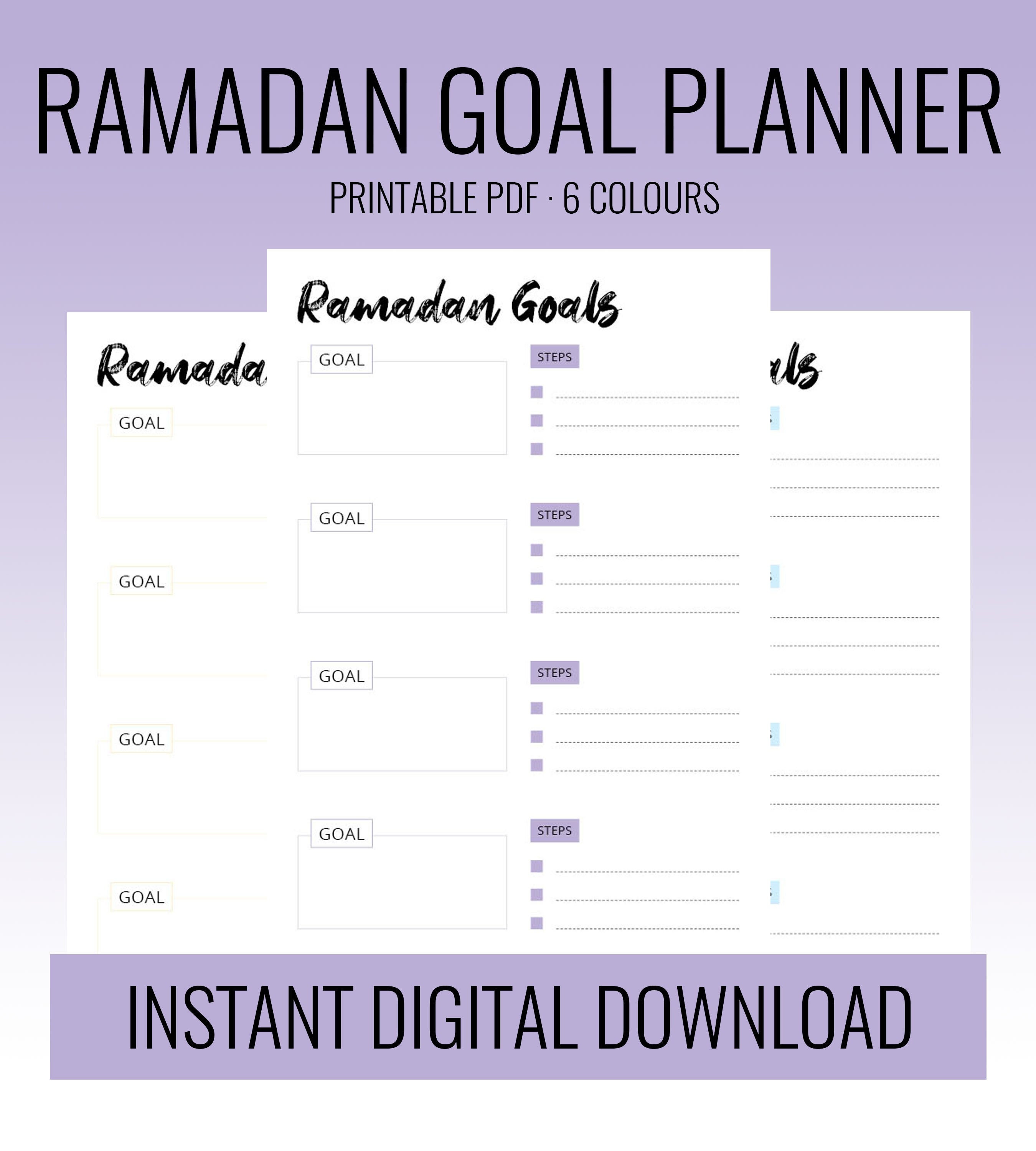 Ramadan 2025 Goal Planner Printable | 6 Colors | A4 Portrait Digital ...