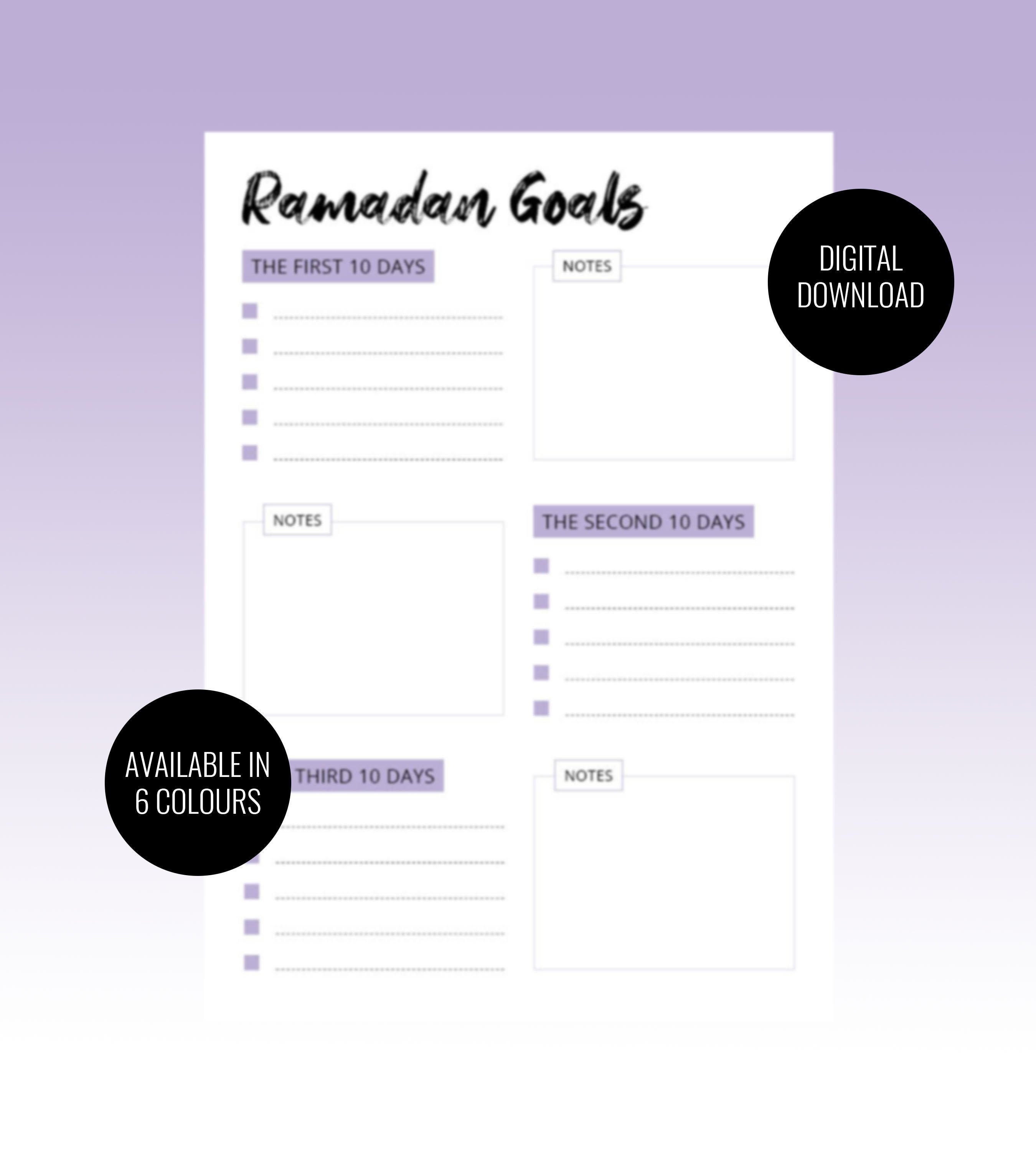 Ramadan 2024 Goal Planner Printable 6 Colors A4 Portrait Digital ...